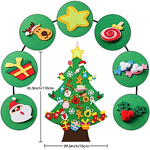 TOBEHIGHER DIY Felt Christmas Tree - 3.6 FT Felt Christmas Tree for Kids with 41 Pieces of Ornament Decor, DIY Xmas Gifts for Kids, Wall Hanging Christmas Tree Decorations