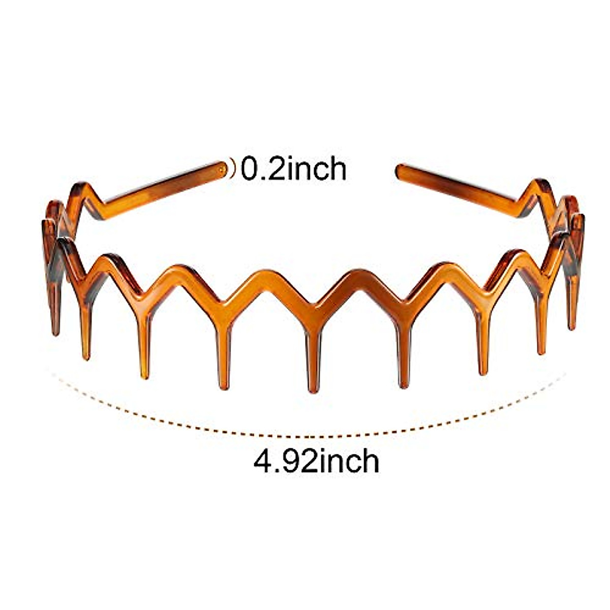 Chuangdi 6 Pieces Zigzag Headband Plastic Shark Tooth Hair Comb Hairband Zig Zag Headband Plastic Wavy teeth Hair Hoop Accessory for Women Lady Girl(Black, White, Brown,Fresh Style)