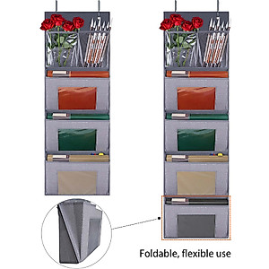 YOLOXO Heavy Duty Over The Door File Organizer, Wall Mounted Hanging Wall File Organizer for File Folders, School Mailbox, Home/Office Papers (Grey)