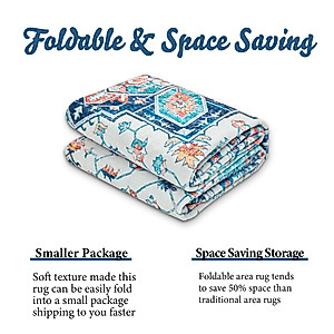 Art&Tuft Area Rugs 8x10, Machine Washable Rugs 8x10 - Stain Resistant Large Living Room Rug, Low Pile No Slip 8x10 Area Rugs for Bedroom, Living Room, Kitchen, Office, Blue