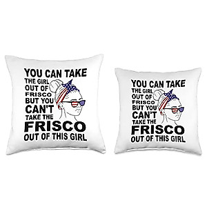 Frisco Texas Home State Outfits & Designs Classic Retro Proud Frisco Girl Throw Pillow, 18x18, Multicolor