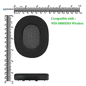 Geekria Sport Cooling-Gel Replacement Ear Pads for Sony WH-1000XM5, WH1000XM5 Headphones Ear Cushions, Headset Earpads, Ear Cups Cover Repair Parts (Black)