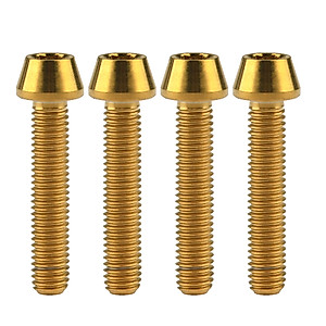 Wanyifa Titanium Ti Bolt M5x9 16 18 20 25 30 35 40 45 50 55 60mm Tapered Head Screws pack of 4 (M5x25mm, Gold)