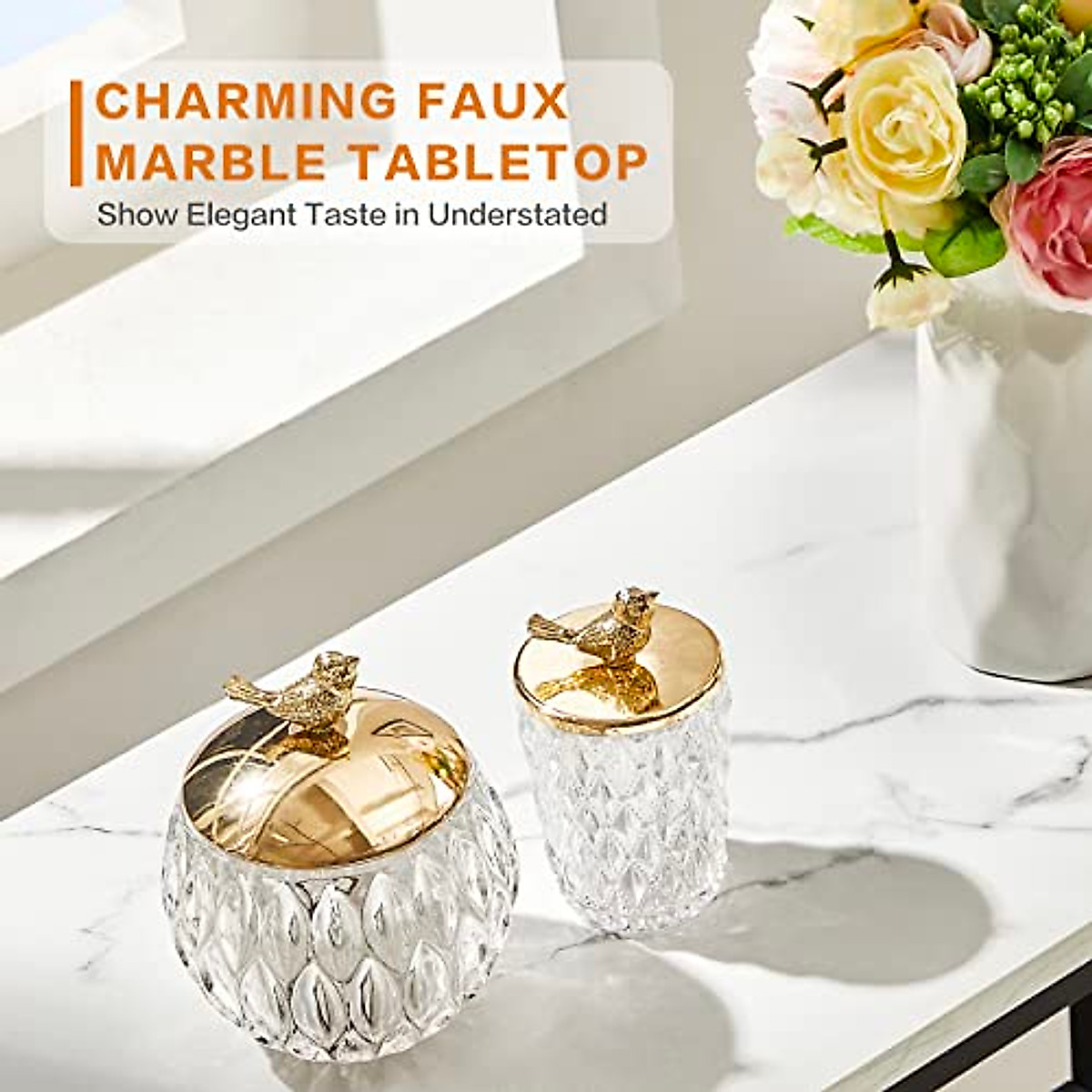 WOHOMO Console Table, 12 Inch Narrow Entryway Table for Living Room, 40 Inch Modern Industrial Sofa Table with 3-Tier Storage Shelves for Corridor, Hallway, White Marble