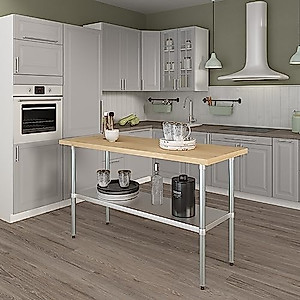 AmGood 24" x 60" Maple Wood Top Work Table with Adjustable Undershelf