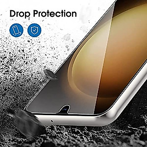 amFilm [2+2 Pack Hybrid Film Screen Protector for Samsung Galaxy S23+/S23 Plus 6.6 Inch [100% Fingerprint ID Compatible] with Tempered Glass Camera Lens Protector and Easy Installation Tray.