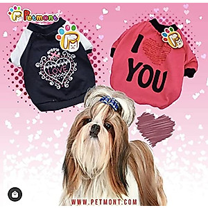 PETMONT Casual T-Shirt for Pets Desing: Love Navy Blue and White Great for Small and Medium Dogs Size Extra Small