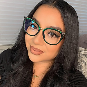 Zeelool Retro Oversized Blue Light Blocking Cat Eye Glasses for Women Dalton OP01934-02 Green