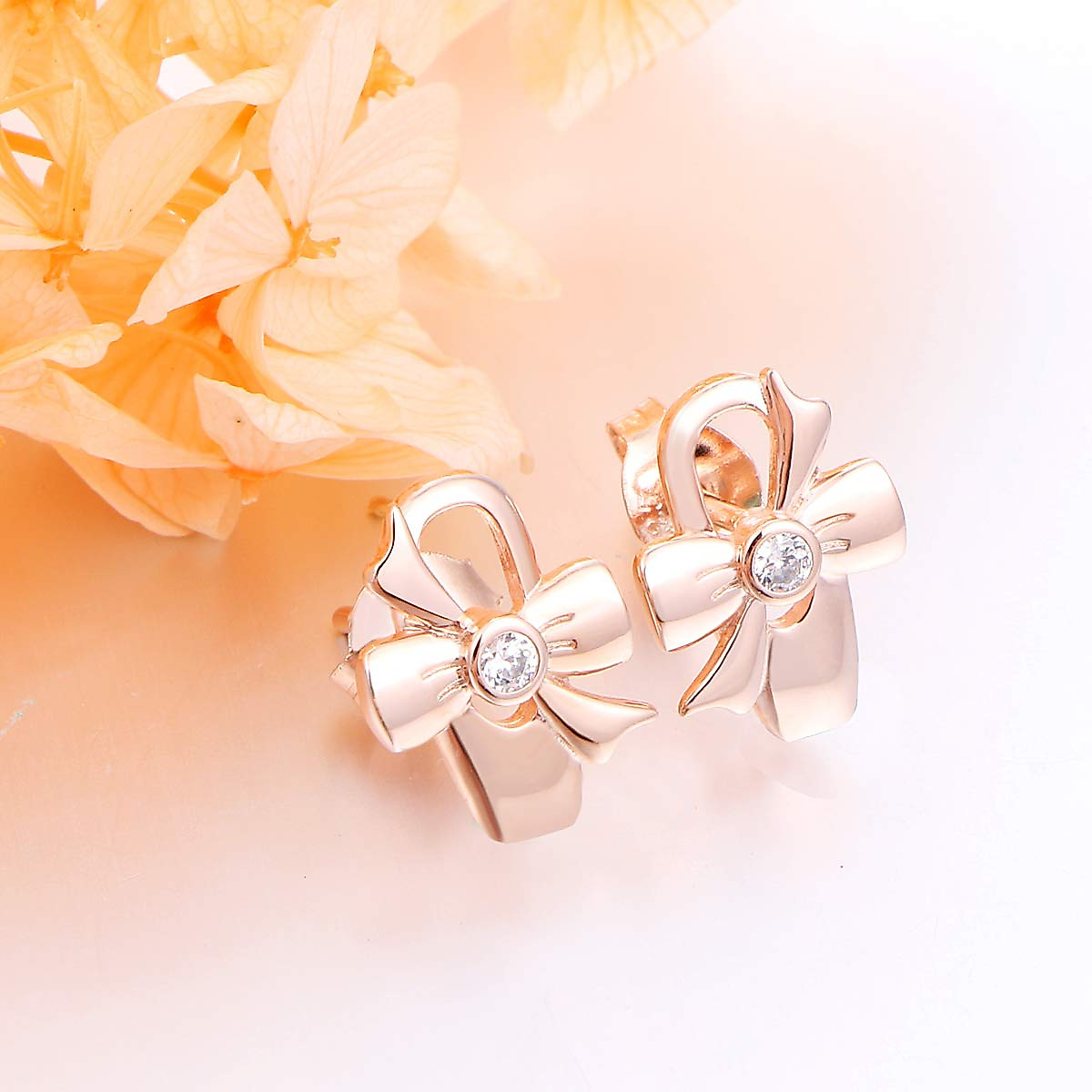 Ballet Dancer Stud Earrings 925 Sterling Silver CZ Rose Gold Plated Ballet Dancer Stud Earrings for Women Teen Daughter Ballerina Nickel Dance Graduates Jewelry