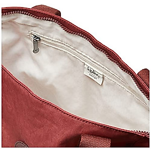 Kipling Women's Asseni Small Tote, Versatile Lightweight Purse, Nylon Shoulder Bag, Dusty Carmine