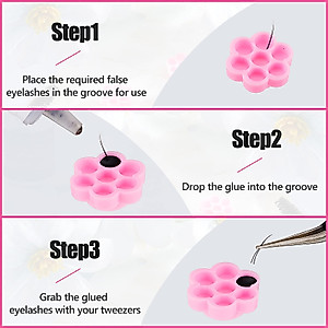200 Pieces Flower Shape Glue Cup Lash Glue Holder Eyelash Extension Flower Pallet Grafting Eyelash Cup False for Women Girls Extension Supply