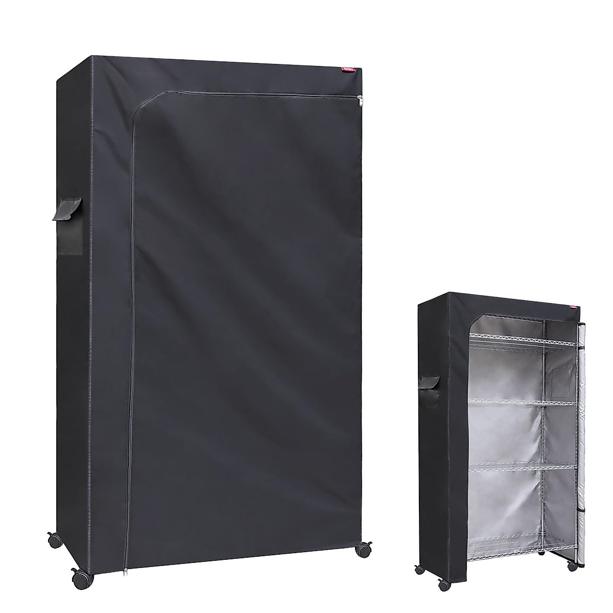 ZYSUOR Shelf Cover Wire Shelving Cover Rack Dust Cover 48X18X72,The Two-Way Zipper Design can be Opened up, Down, or All for Easy Access (No Shelves,Black Cover only)