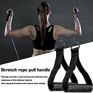 2 Pcs Resistance Bands Handle, Cable Machine Attachments Fitness Grips Strap Stirrup Handle with ABS Cores Silicon Grip for Gym Pilates Yoga Crossover Triceps Exercise