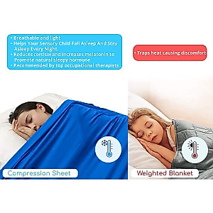 KAWAAI Sensory Compression Bed Sheet Deep Relaxing Feeling Helps with SPD, Anxiety, ADHD, Autism Breathable, Cool and Comfortable Sleeping Bedding (Color : Blue, Size : Toddler Size 69x132cm)