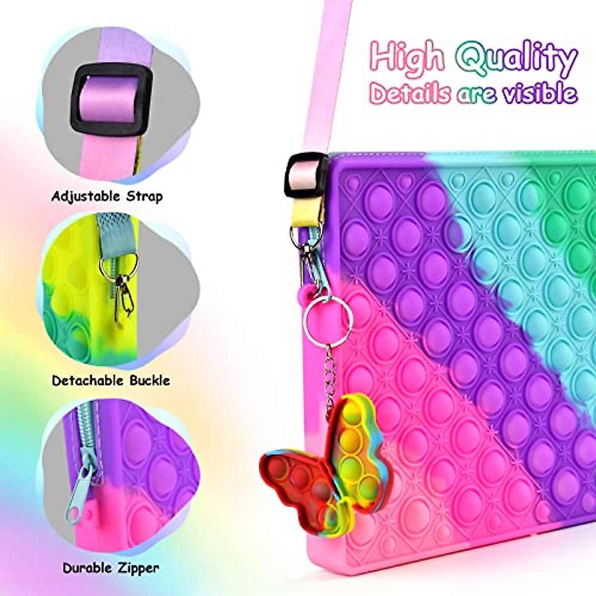 Pop Purse Toys for Girls, Pop Purse for Girls Shoulder Bag, Handbag Easter Gifts for Kids,Relief Stress Sensory Toy Crossbody, Party Birthday Gifts for Kids