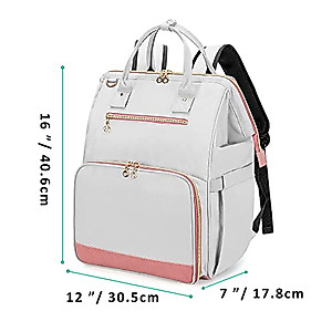Damero Nurse Bag for Work Supplies, Nurse Backpack with Laptop Sleeve for Home Care Nurse and More, Patent Design(Light Gray-Pink)
