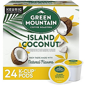 Green Mountain Coffee Roasters Island Coconut, Single-Serve Keurig K-Cup Pod, Flavored Light Roast Coffee, 24 Count (Pack of 1)