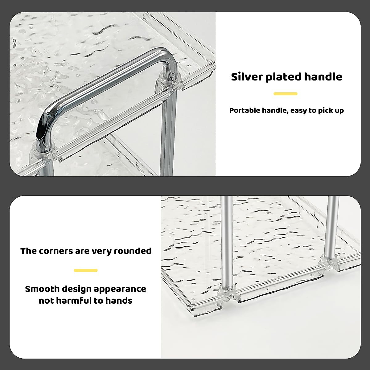 DEYIZY 2-Tier Bathroom Counter Organizer - Vanity Shelf for Cosmetics & Toiletries. Easy Assembly, Ideal for Sink Area, Countertops, & Under Sink Storage (Transparent)