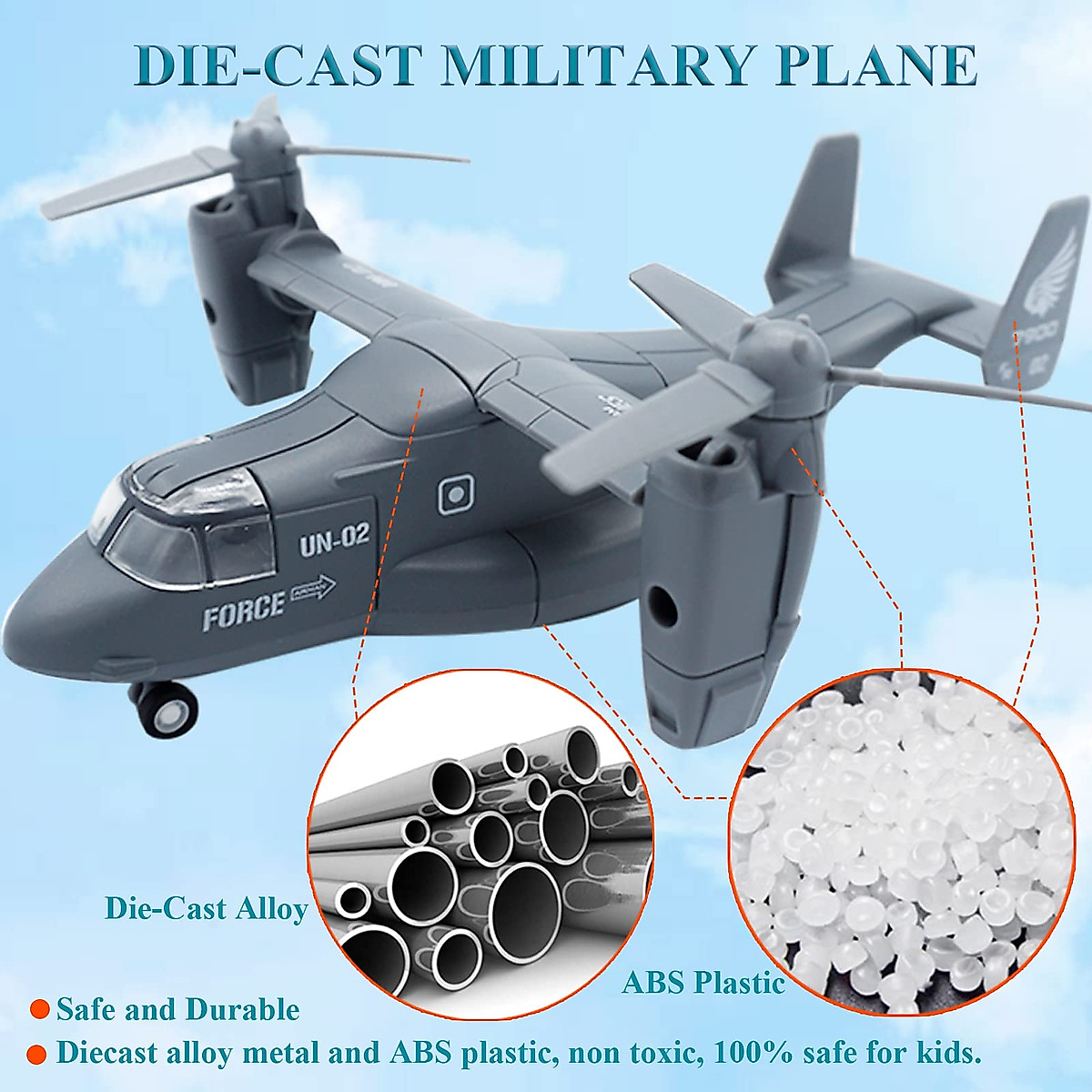 OTONOPI Military Helicopter Toy Marines Force Plane Model Alloy Plane Transport Army Aircraft Fighter Jet Die-Cast Metal Pull Back Airplanes with Lights and Sounds for Kids or Collection