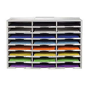 Storex 24 Compartment Literature Organizer, Gray