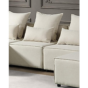 BIOEVER Sofa Modular Sectional Couches Convertible Sofa with Ottoman U Shaped Modern Sofa Sectionals for Living Room,Bedroom and Office(Beige)