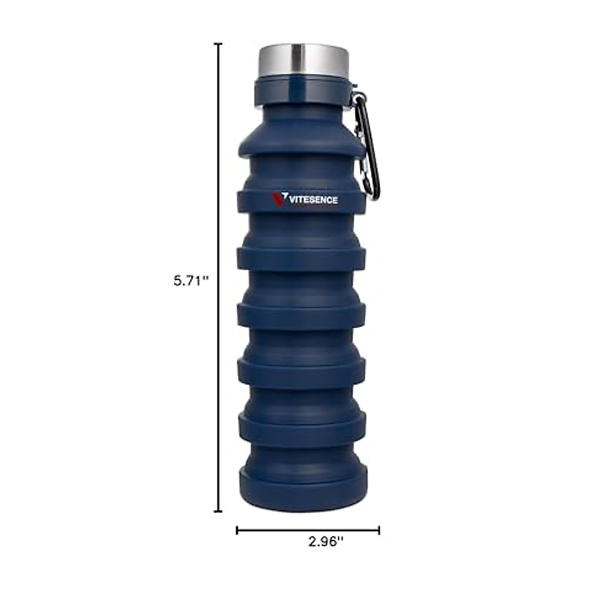 Vitesence collapsable Water Bottle | Safe and Eco-friendly Materials | Suitable for cold and warm water | Flexible Design perfect for camping and travel | 100% Food grade silicone