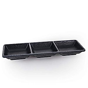 Melamine Appetizer Serving Tray with 3 Compartments for Serving Food or Dipping Sauce, 11 Inches