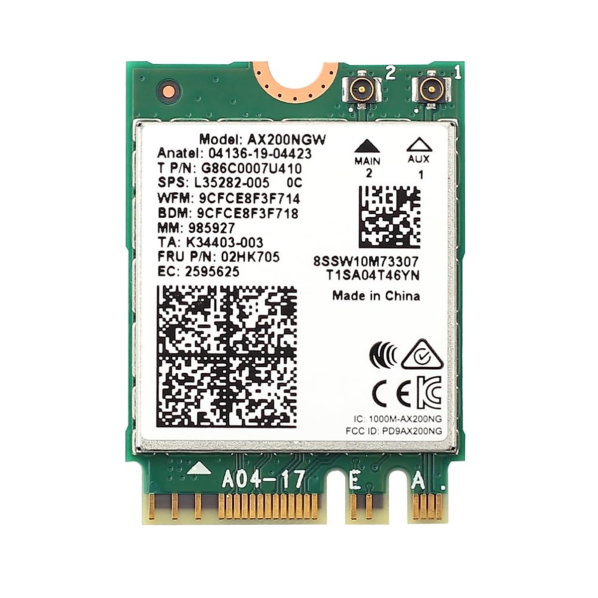 REKONG WiFi 6 AX200NGW M.2 2230 WiFi Network Card Dual Band 160MHz MU-MIMO 802.11AC AX 3000Mbps 2.4Ghz 5Ghz BT5.2 AX200 Wireless Adapter OFDMA Support vPro Miracast Only for Windows 10/11,64 bit