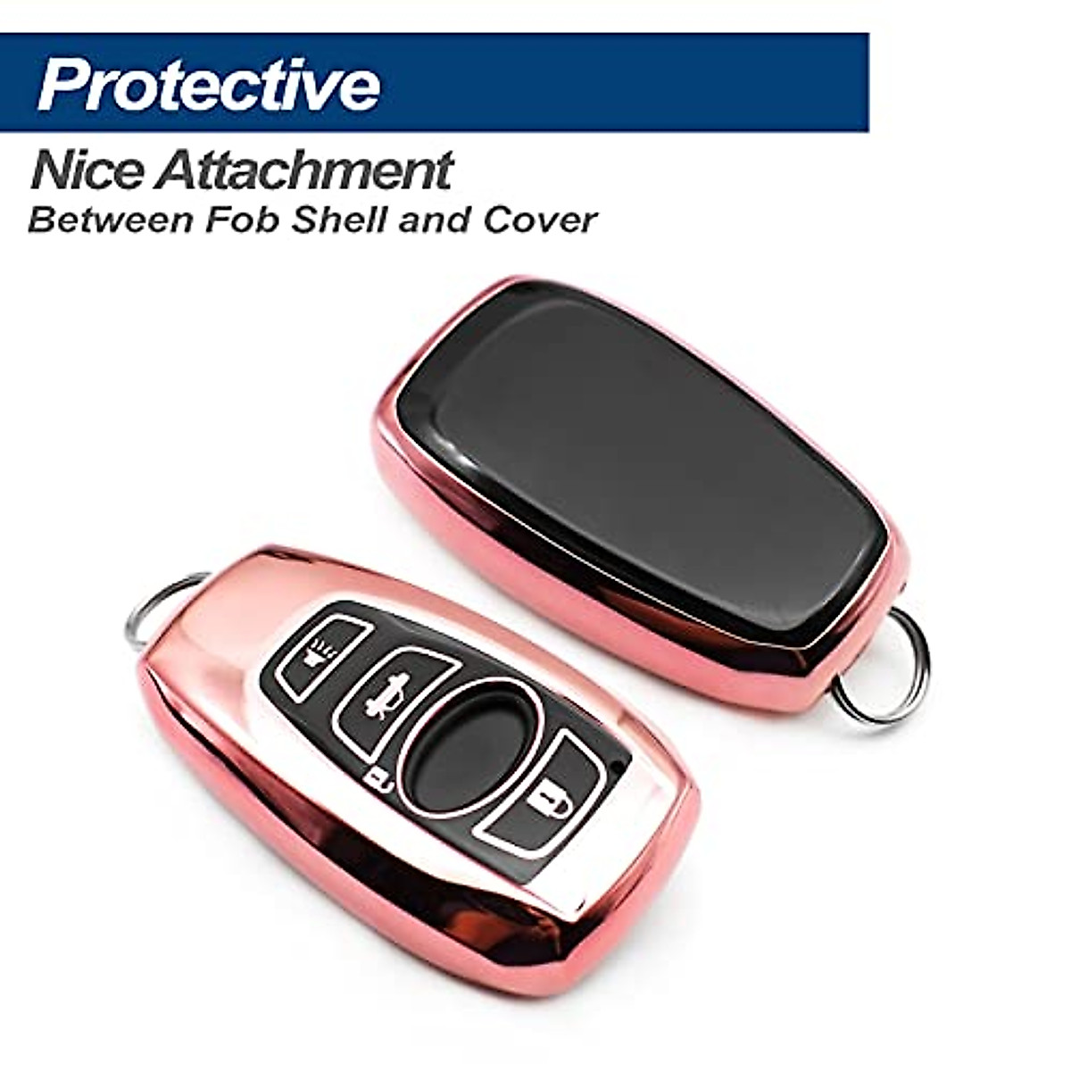 INFIPAR Fit for 2021 2020 Subaru Ascent BRZ Crosstrek Forester Impreza Legacy Outback WRX STI TPU Key Fob Remote Cover Case Shell Glove Pouch Holder Protector Keyless Entry Sleeve Accessory, Pink