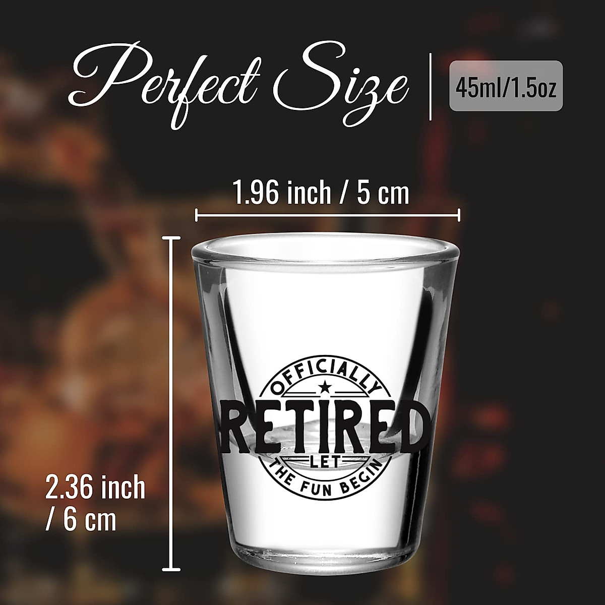 Onebttl Retirement Gifts for Men & Women, Funny Retirement Shot Glasses Set of 2-1.5oz Shot Drinking Glass Retirement Gifts for Couples, Gifts for the Retired - Officially Retired