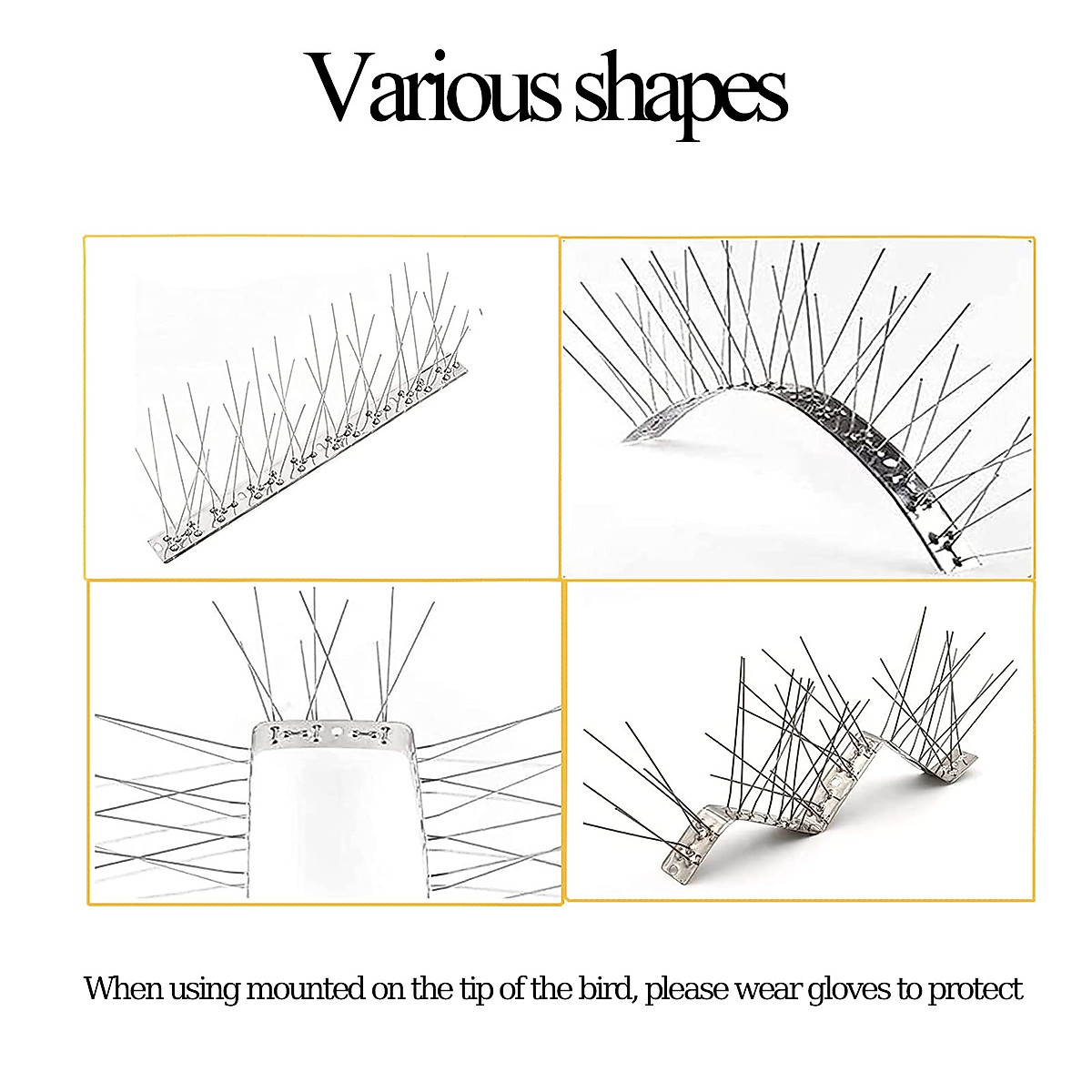 GREBAI Bird Spikes for Pigeons Small Birds,Stainless Steel Fence Spikes,Effectively Deter Crows,Woodpeckers,Pigeons and Other Small Birds Cover 16.2Feet