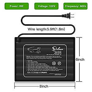 Simple Deluxe 6 X 8 Inch 8W Reptile Heating Pad Under Tank Heater Terrarium Warmer Heat Mat for Amphibians and Reptiles Pet, Black