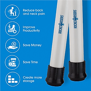 Rocket Risers Folding Table Risers - Make Your Folding Table a Counter Height Table - Set of 4 Table Leg Risers