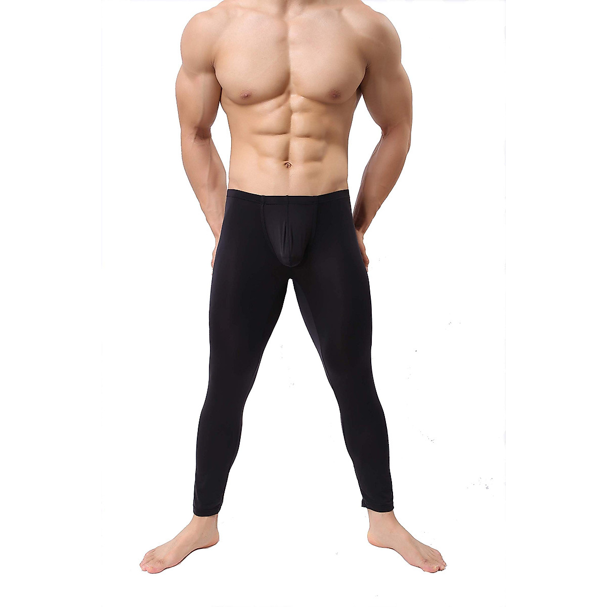 IYUNYI Mens Thin Ice Silk Compression Baselayer Thermal Long Johns Underwear Black