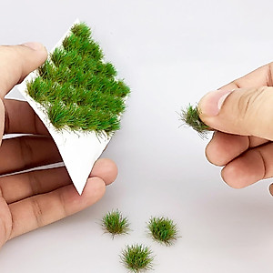 Haivvood 128 Pcs Static Grass Tuft Model Grass Tufts Railway Artificial Grass Miniature War Gaming Terrain DIY Model Railroad Artificial Grass War Gaming Terrain Decoration Railroad Scenery