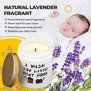 Mothers Day Birthday Gifts for Her, Lavender Candle Gifts for Women - I Wish You Lived Next Door - Best Friend, Friendship Gifts for Women Friend, Relaxation Gift for Women
