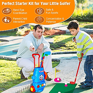 Meland Kids Golf Club Set - Toddler Golf Ball Game Play Set Sports Outdoor Toys Birthday Gifts for Boys Girls 3 4 5 6 Year Old (Blue)