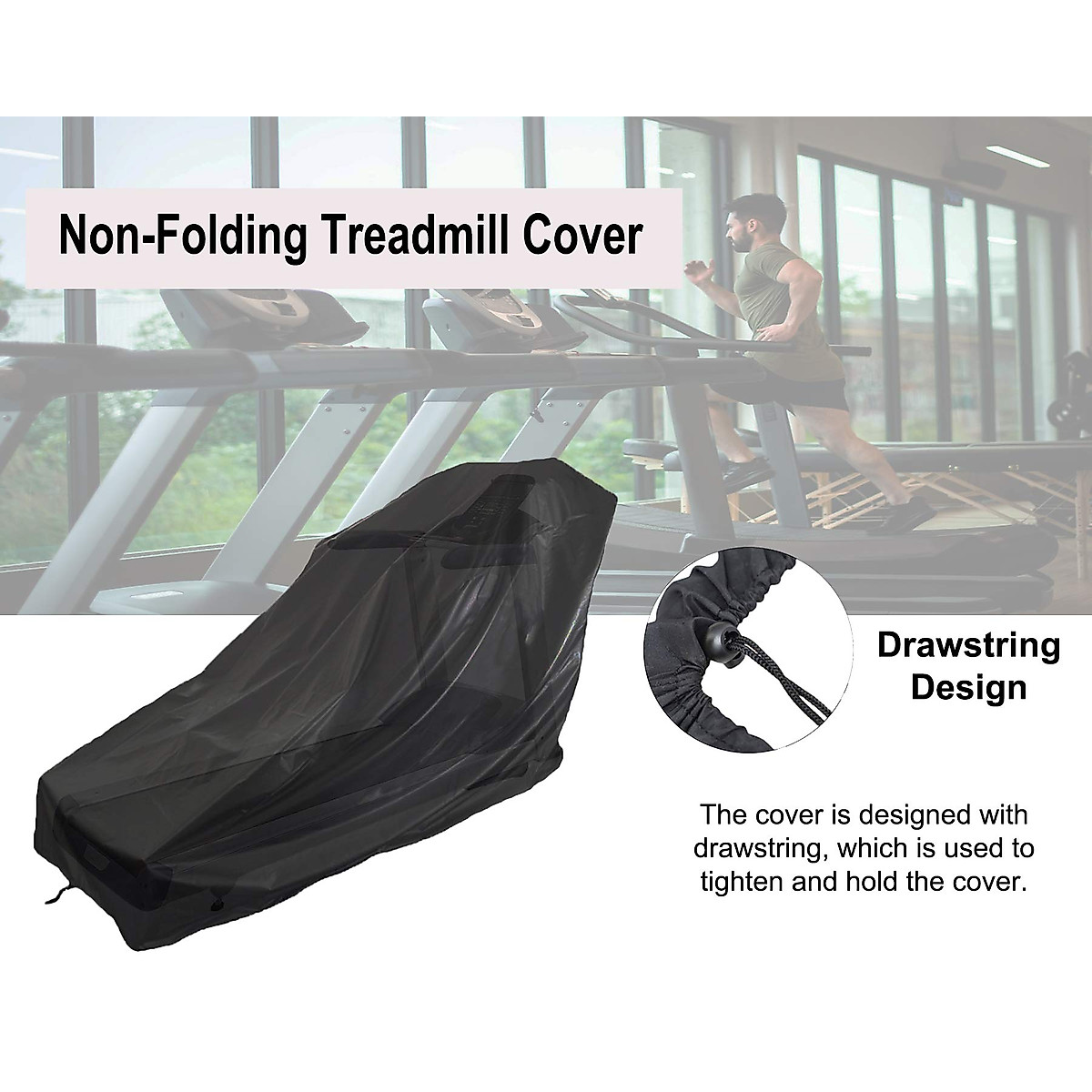 Non-Folding Treadmill Cover, dustproof and Waterproof Cover, Oxford Cloth Waterproof Sunscreen Cover (Black)