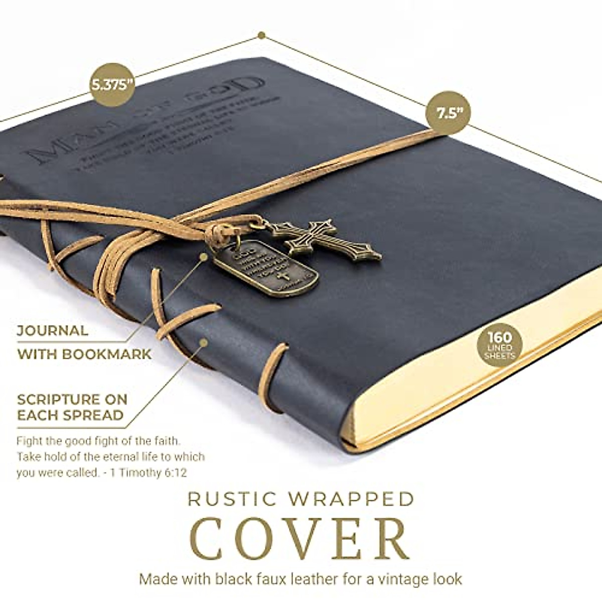 Divinity Boutique Journal, Man of God with Black Cross Charm (22880), Cross Black