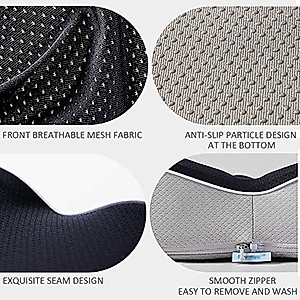 Seat Cushion for Office Chair-Ergonomic Tailbone Cushion-Desk Chair Cushion Pillows for Pain Relief-Comfort Memory Foam Chair Pad for Sitting-Washable Cover-Black & Grey-A