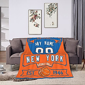 Custom Throw Blankets for Bed Personalized Basketball City Fans Gift Winter Summer Fleece Blanket Name and Number, 30"x40", 50"x60"