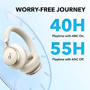 Soundcore by Anker, Space One, Active Noise Cancelling Headphones, 2X Stronger Voice Reduction, 40H ANC Playtime, App Control, LDAC Hi-Res Wireless Audio, Comfortable Fit, Clear Calls (Renewed)