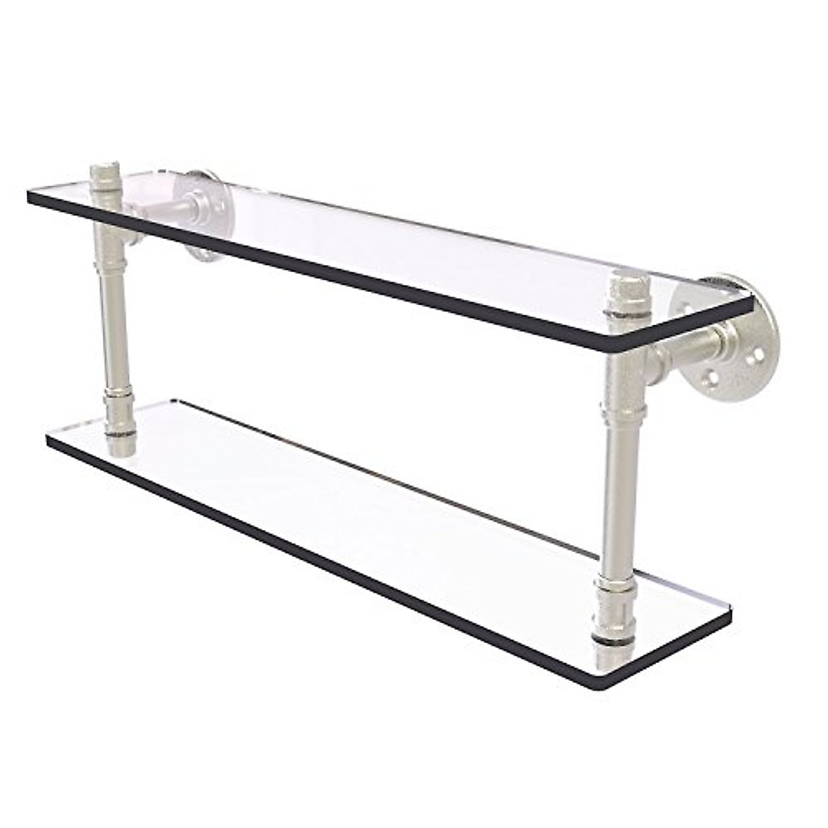 Allied Brass P-420-22-DGS Pipeline Collection 22 Inch Double Glass Shelf, Satin Nickel