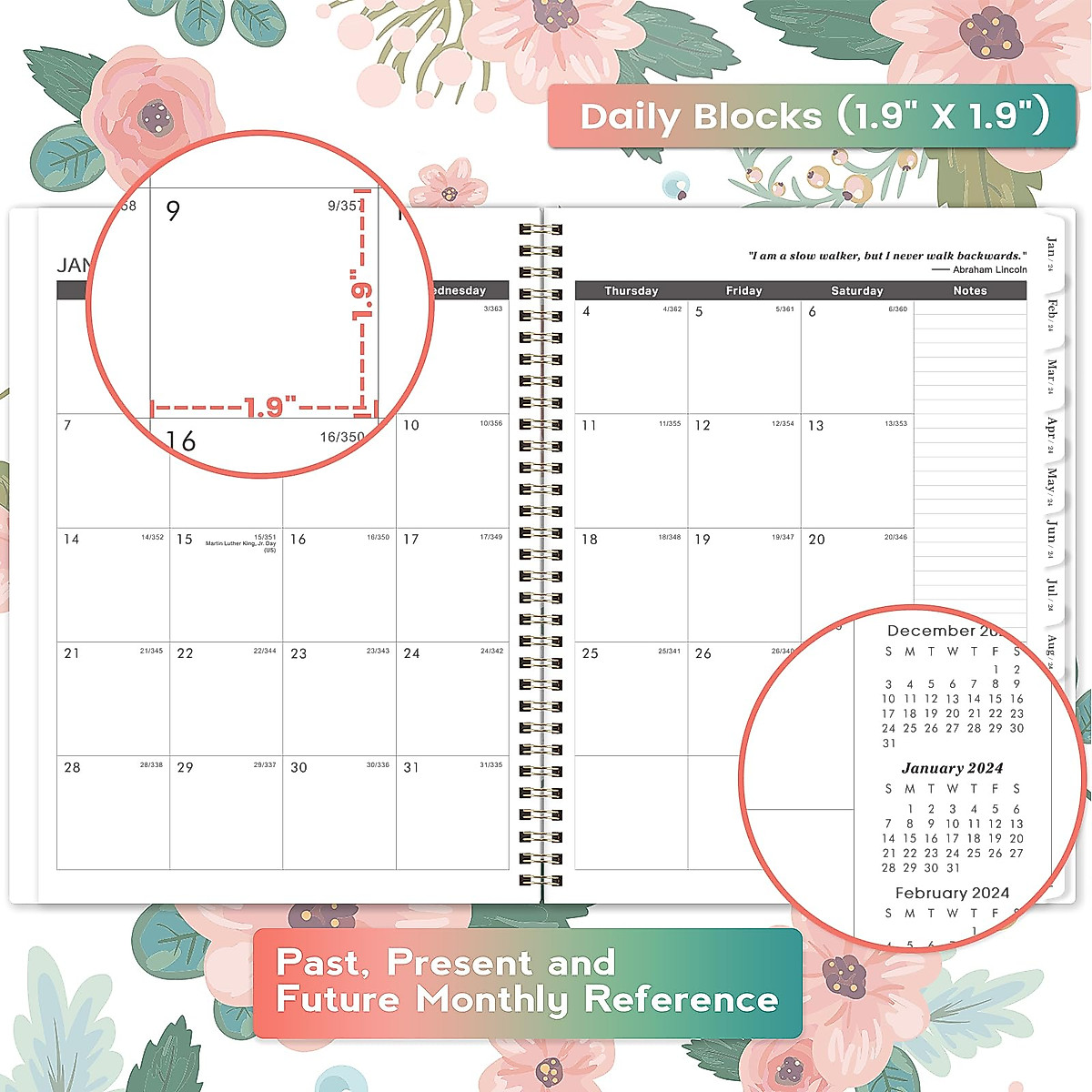 2024-2025 Monthly Planner - Monthly Planner 2024-2025, Jan. 2024 - Dec. 2025, 24 Monthly Tabs & Notes Pages, 9" × 11", Perfect Organizer