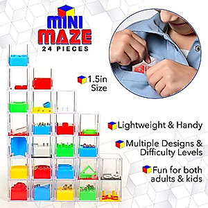 Brain Teaser Puzzles for Adults and Kids 24Pack | Mini Games Brain Games for Kids 4-8-12 | Mini Puzzles Bead Maze Ball Party Favors for Kids Ideas Stocking Stuffers for Teens and Adults