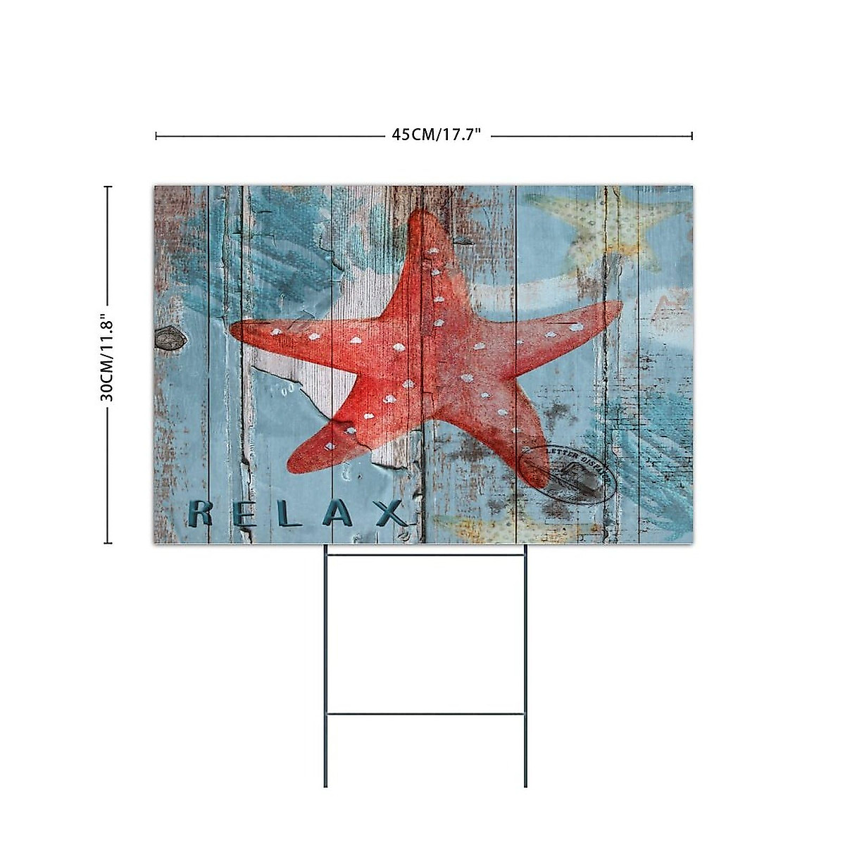 Ocean Nautical Beach Theme Underwater Starfish Yard Sign 12x18 Inch Sea Animal Turtle Octopus Crab Customized Lawn Signs with Stakes for House Rent Outdoor Decoration