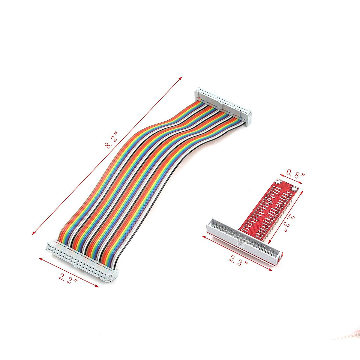 Quluxe 2 Set RPi GPIO Breakout Expansion Board + Ribbon Cable + Assembled T Type GPIO Adapter FC40 40pin Flat Ribbon Cable for Raspberry Pi B+ Kit