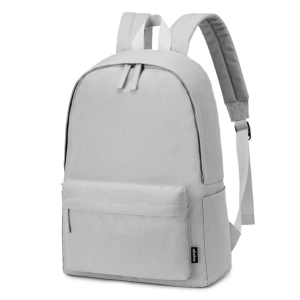 abshoo Lightweight Casual Unisex Backpack for School Solid Color Boobags (Light Grey)
