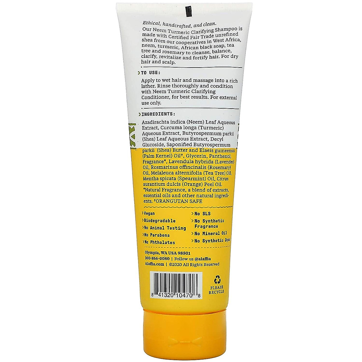 Alaffia Neem Turmeric Balancing Shampoo, Gently Cleans and Helps Fortify Hair while Moisturizing the Scalp with Shea Butter, Tea Tree, and Rosemary, Fair Trade, Balancing Neem, Natural Mint 8 Fl Oz