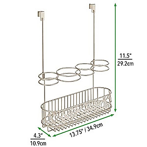 mDesign Bathroom Over the Cabinet Door Hair Care & Styling Tool Organizer Storage Basket for Hair Dryer, Flat Iron, Curling Wand, Hair Straighteners, Brushes - Matte Satin